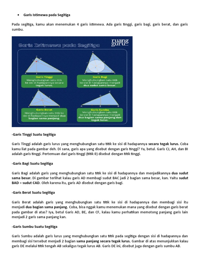 Garis dan Sudut Istimewa Segitiga | PDF
