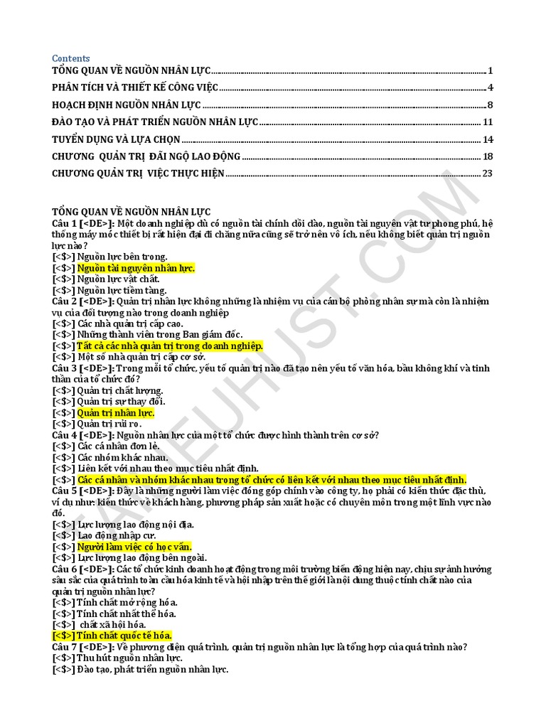 Full Trắc Nghiệm Qtnl | PDF