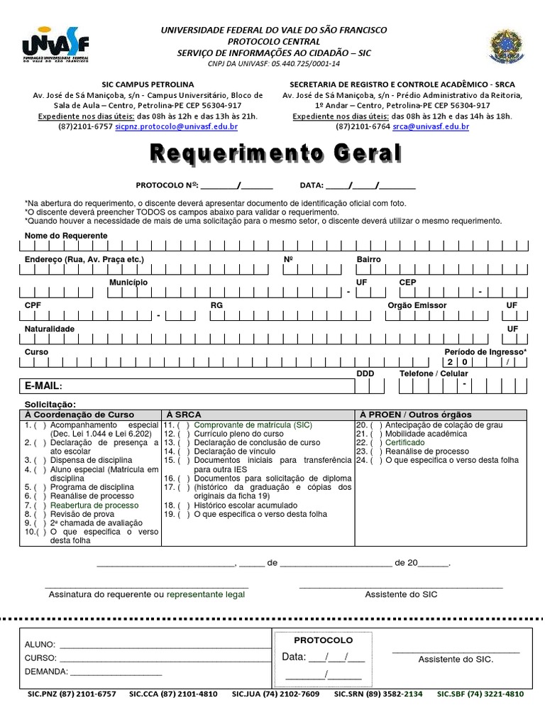 Formulario de Requerimento Padrão | PDF