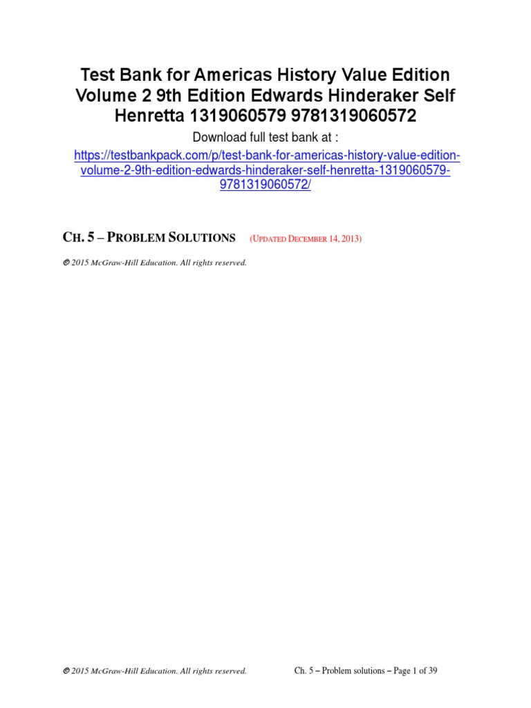 Americas History Value Edition Volume 2 9th Edition Edwards Test Bank ...