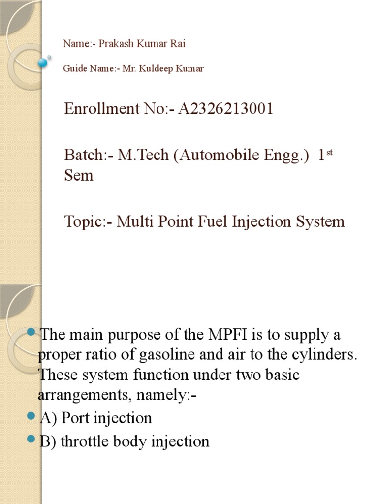MPFI (Muti Point Fuel Injection System) | PDF | Technology & Engineering