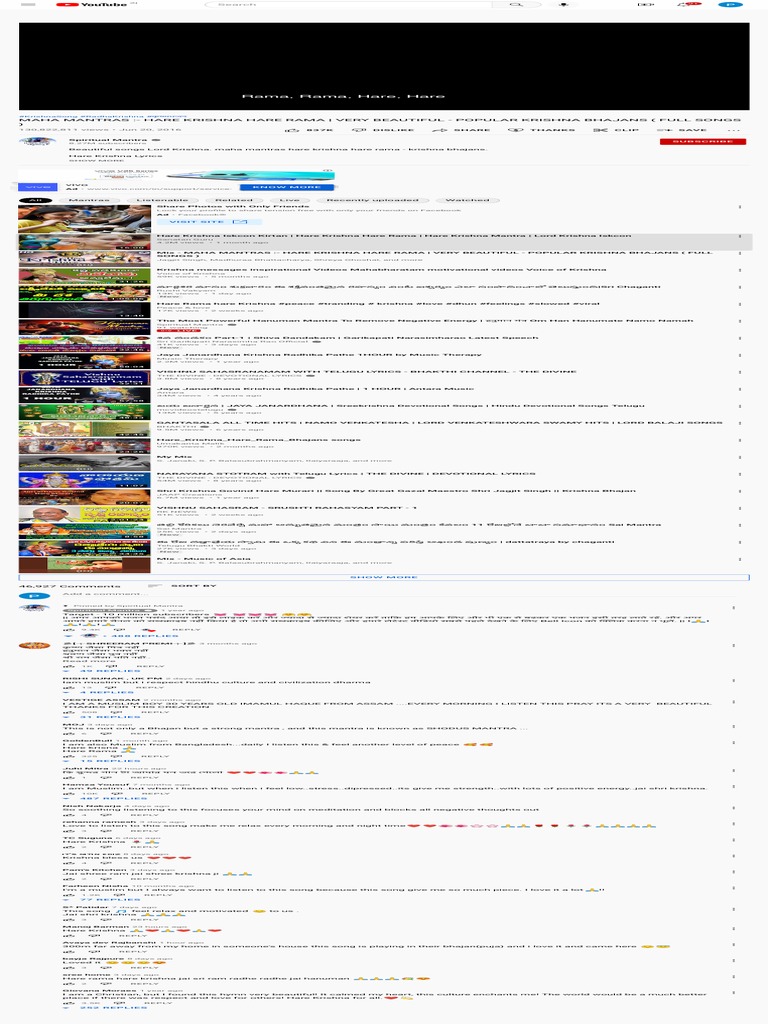 (1023) Maha Mantras - Hare Krishna Hare Rama Very Beautiful - Popular ...