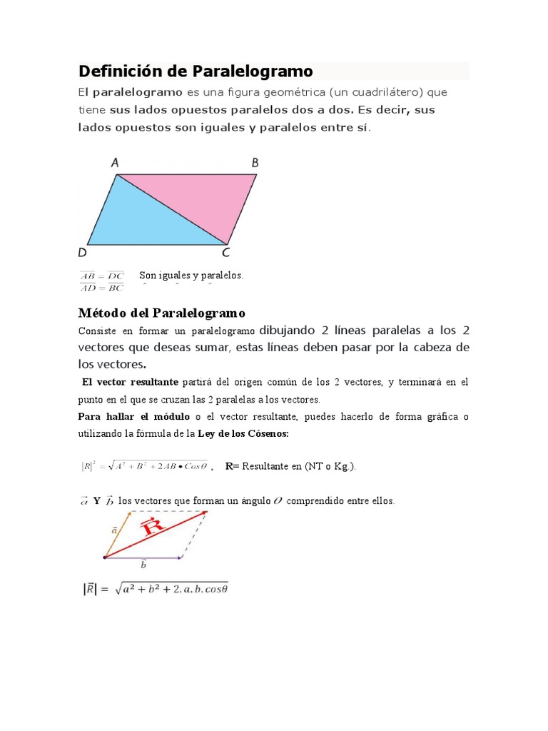 Definición y Métodos del Paralelogramo | PDF