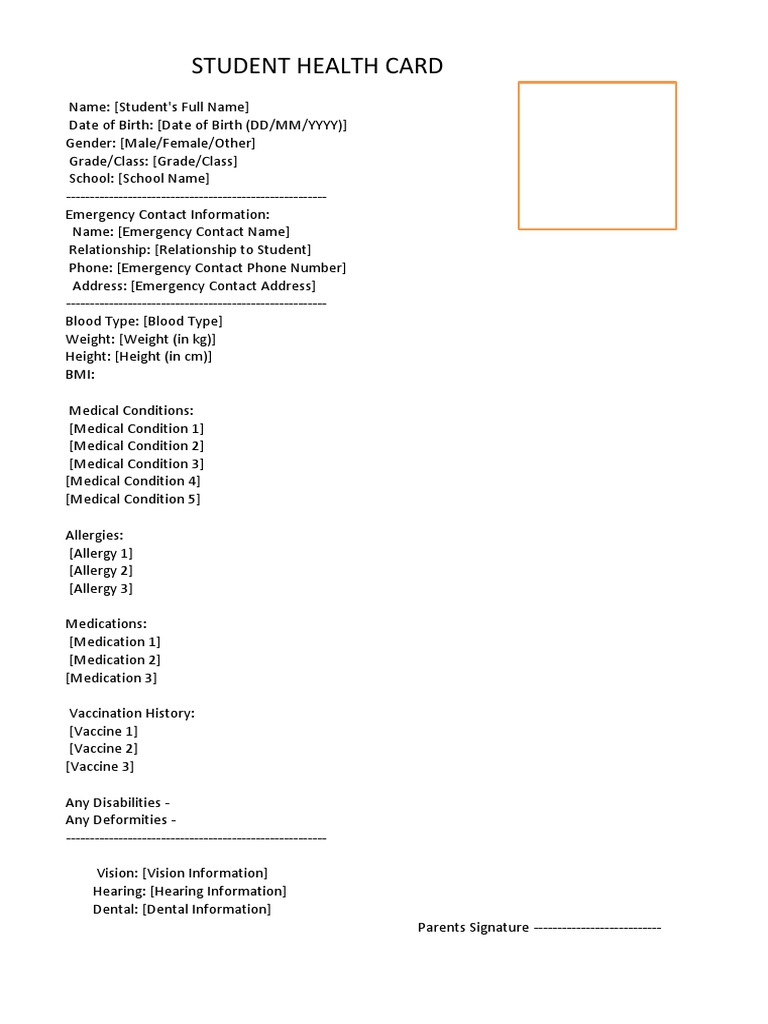 Student Health Card | PDF