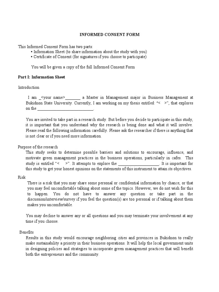 Informed Consent Form Final | PDF