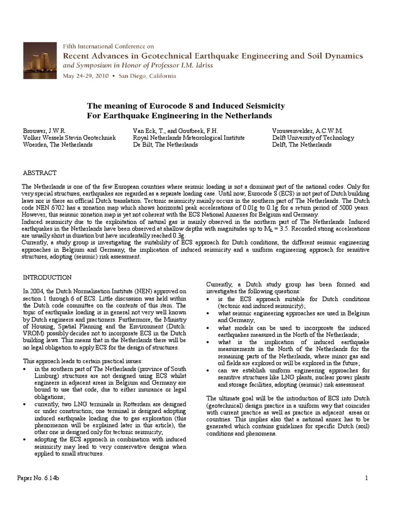 The Meaning of Eurocode 8 and Induced Seismicity For Earthquake ...