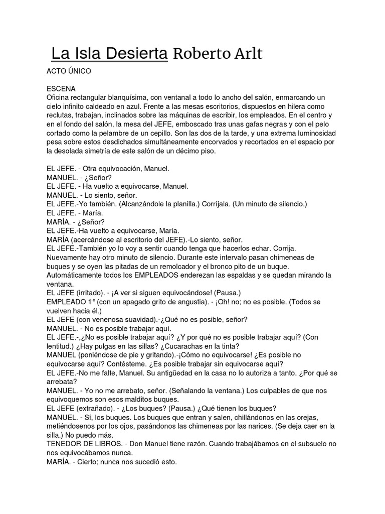La Isla Desierta Roberto Arlt | PDF