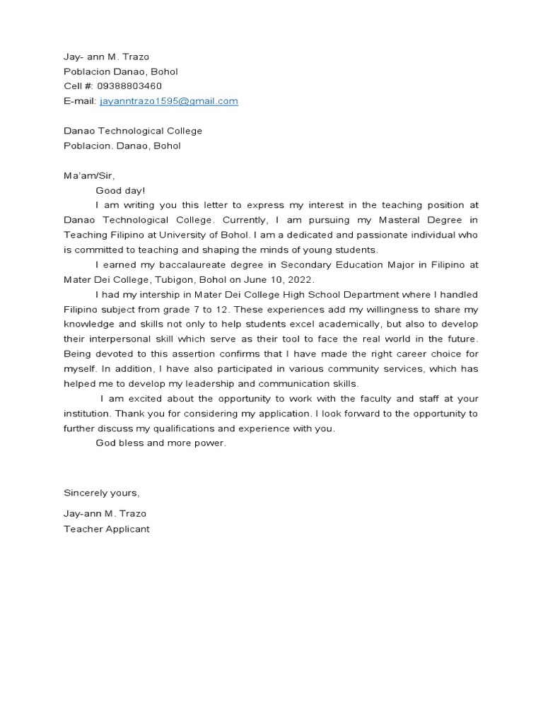 My Application Letter | PDF