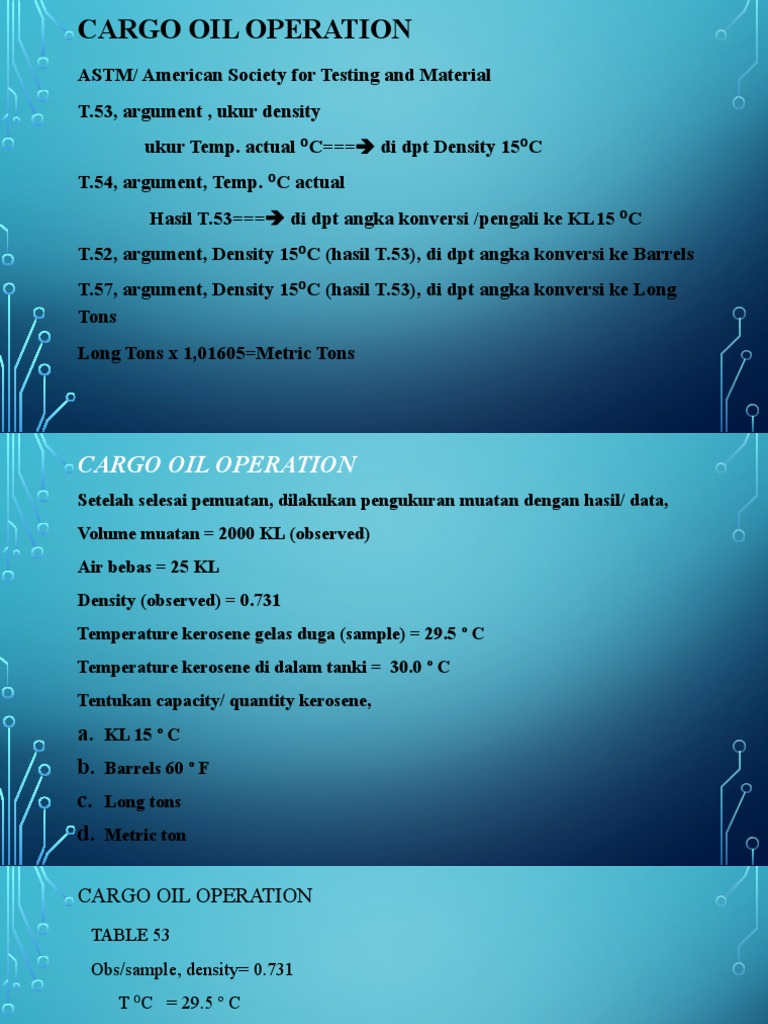 Cargo Oil Density Measurement Guide | PDF | Barrel (Unit) | Density