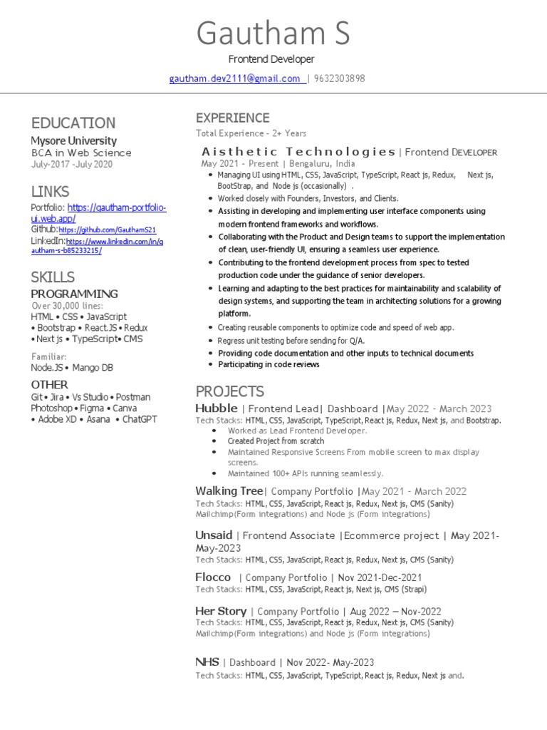 Gautham Resume | PDF