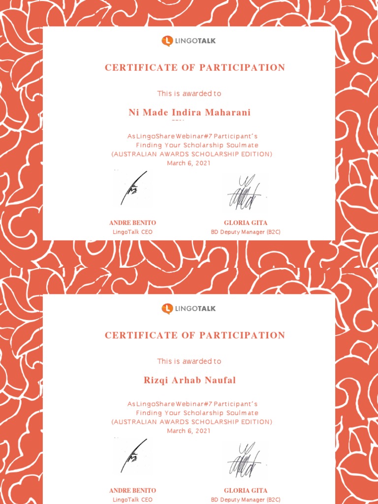 LingoShare Certificate Participant AAS | PDF