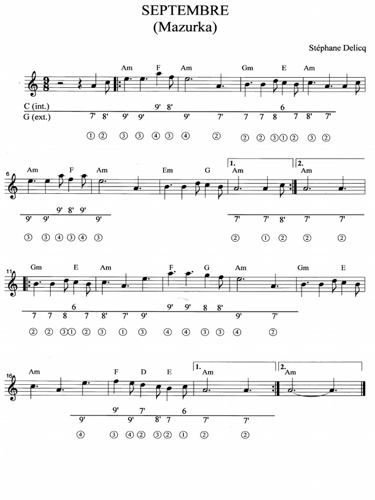 September Music Sheet for Guitar | PDF