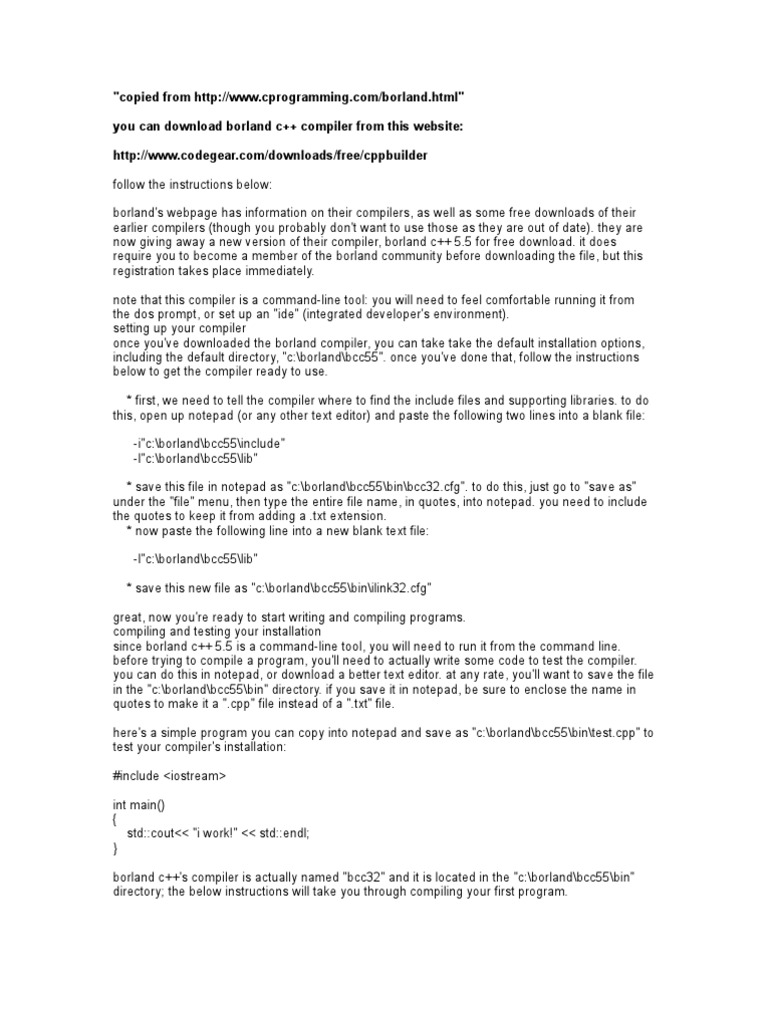 Borland 5 | PDF | Command Line Interface | Text File