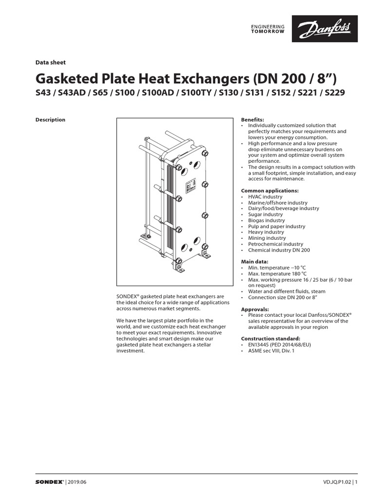Gasketed Plate Heat Exchangers (DN 200 / 8") | PDF | Heat Exchanger ...