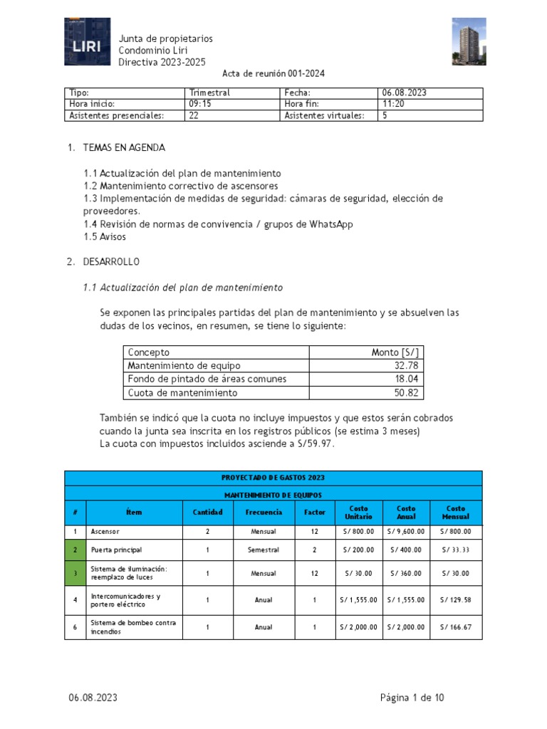 Acta de Reunión 002-2023 06.08.2023 | PDF