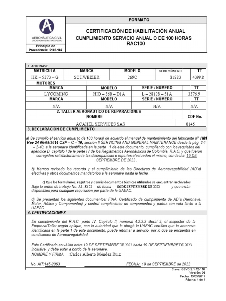 Certificación RAC 100 de Aeronave | PDF | Informática