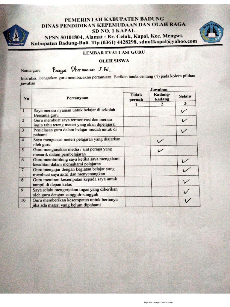 Laporan Umpan Balik Dari Siswa | PDF
