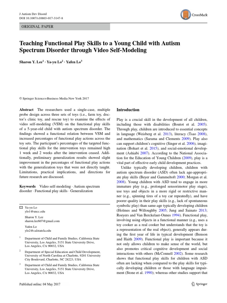Teaching Functional Play Skills To A Young Child With Autism Spectrum ...