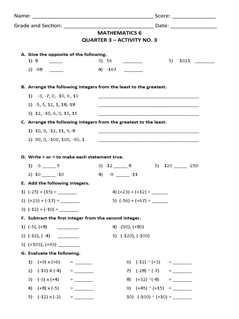 Math 5 q4 Act 3 | PDF
