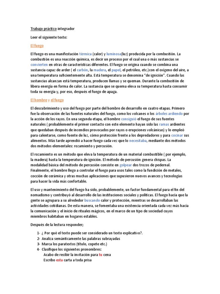 tp integrador 2do | PDF | Combustión | Incendios