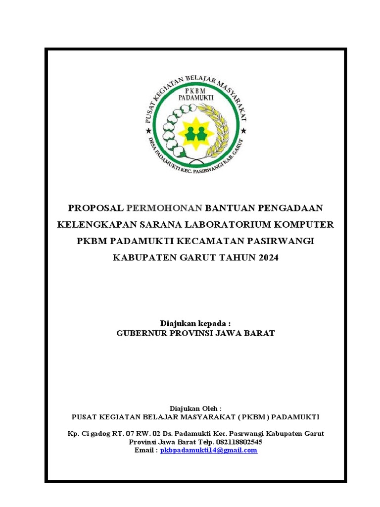 Proposal Bantuan Lab Komputer PKBM Garut | PDF