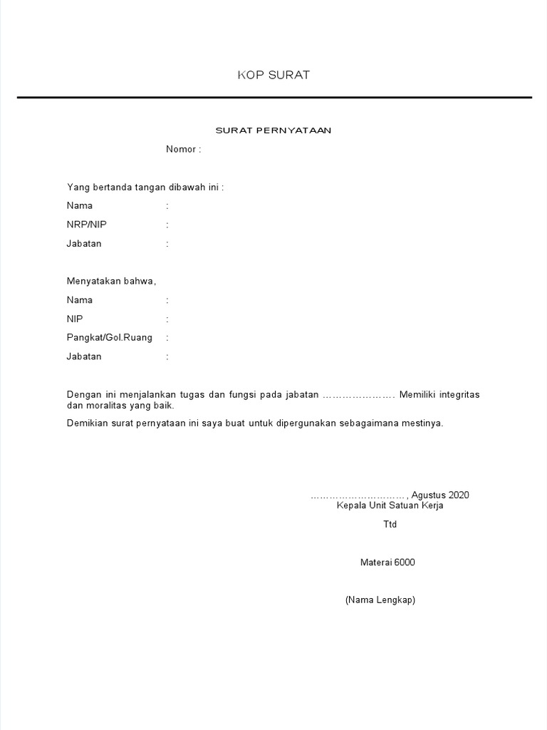 PDF Surat Pernyataan Integritas Dan Moralitas | PDF PDF Surat Pernyataan Integritas Dan Moralitas | PDF