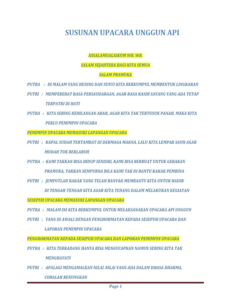 Susunan Upacara Api Unggun | PDF