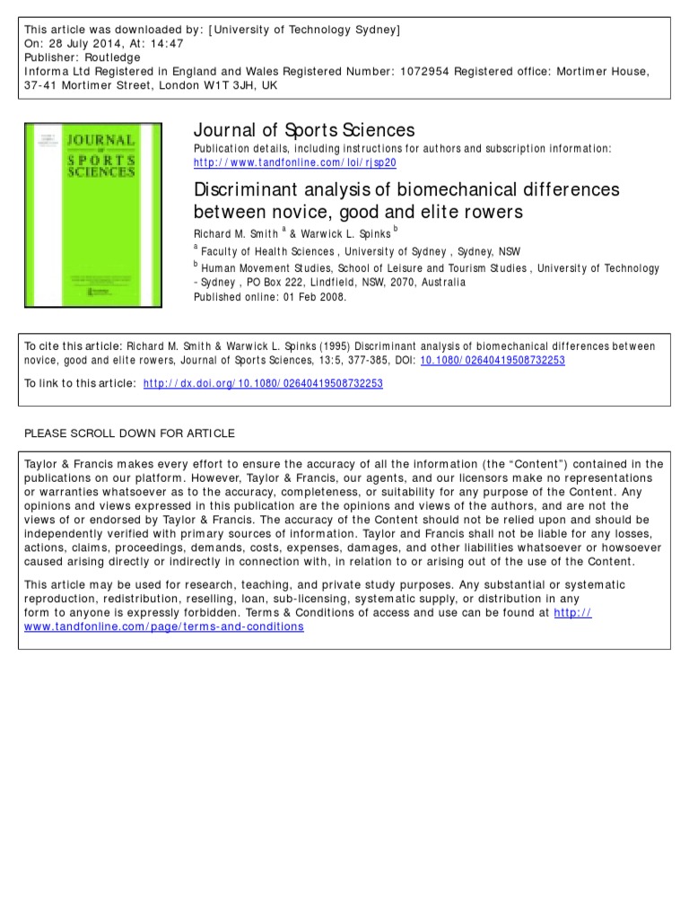Discriminant Analysis of Biomechanical Differences Between Novice, Good ...