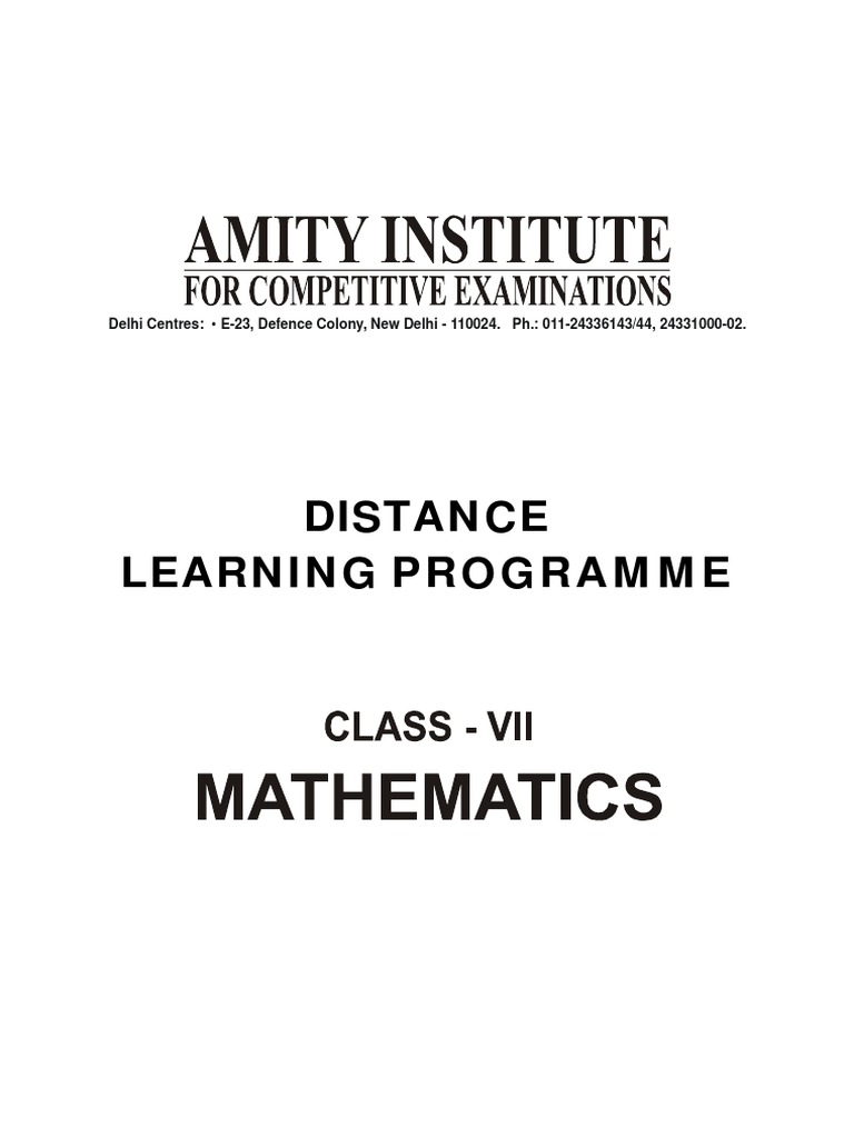 7th Mathematics DLP Study Package Final | PDF | Numbers | Division (Mathematics)