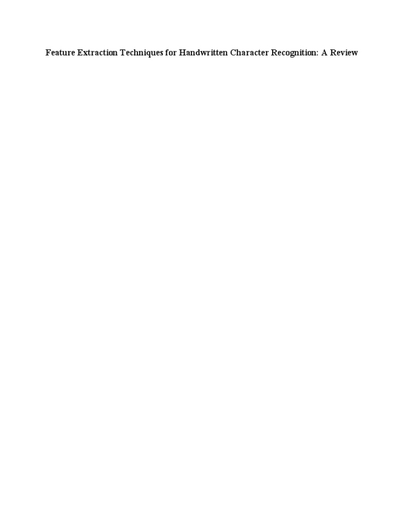 NEW 10 August Feature Extraction Techniques For Handwritten Character Recognition | Download ...