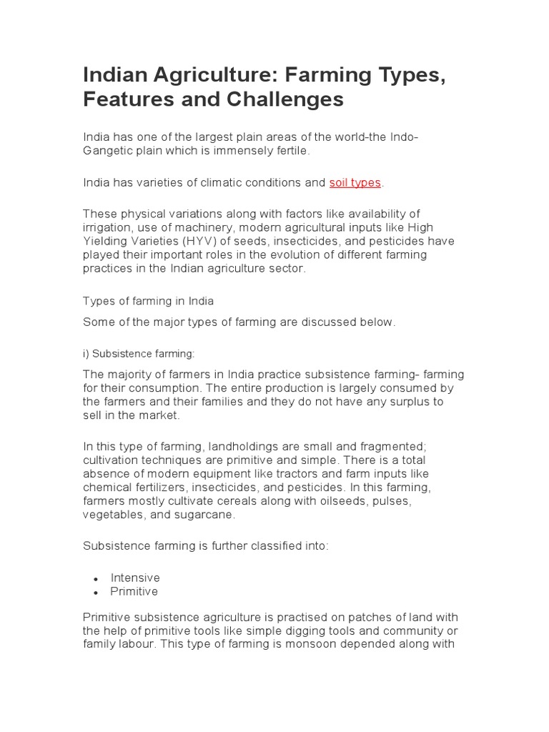 Indian Agriculture | PDF | Agriculture | Intensive Farming