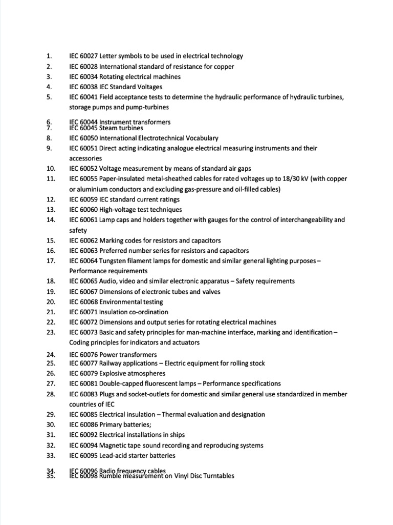 IEC Standards Overview for Electrical Tech | PDF | Insulator ...