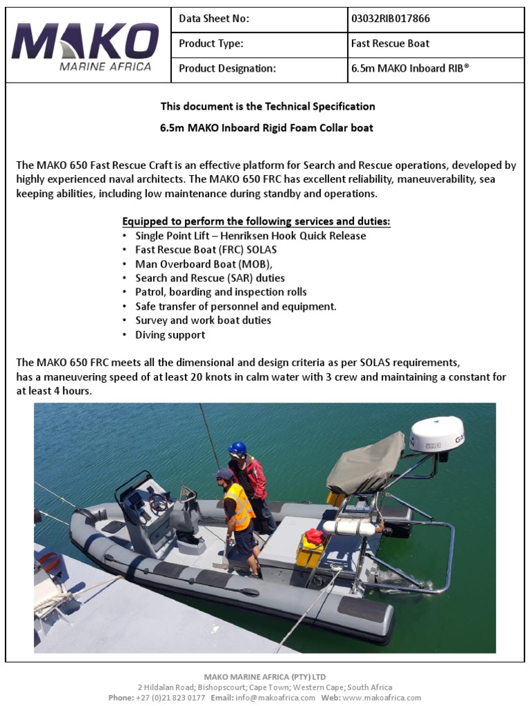 6.5m Inboard Rib Single Point | PDF
