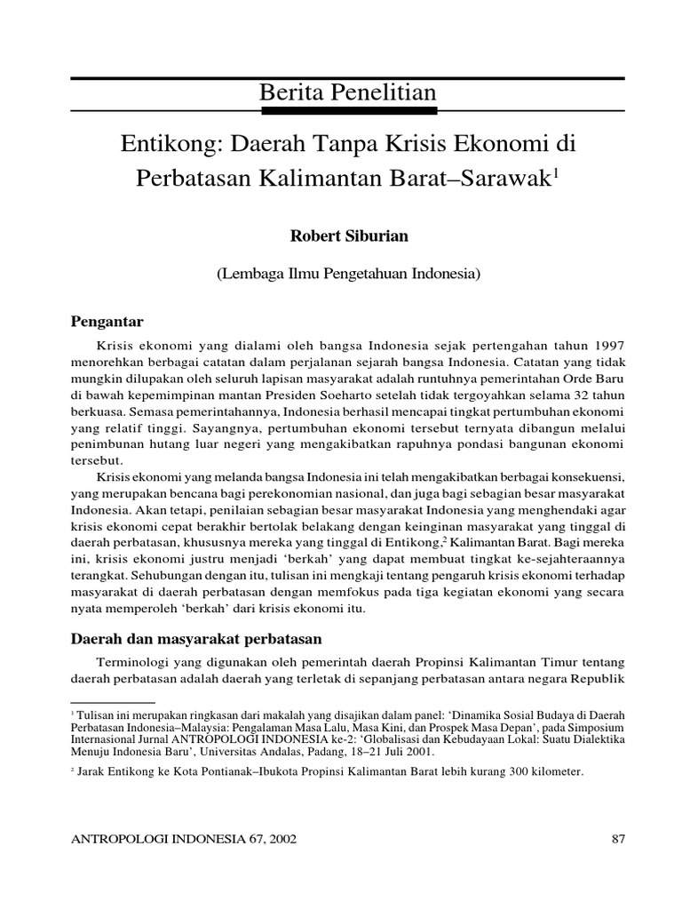 Entikong: Daerah Tanpa Krisis Ekonomi Di Perbatasan Kalimantan Barat ...