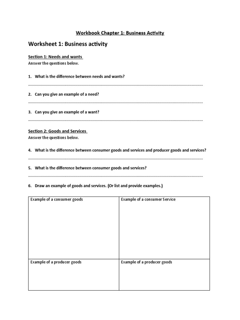 Workbook Section 1 Business Activity | PDF