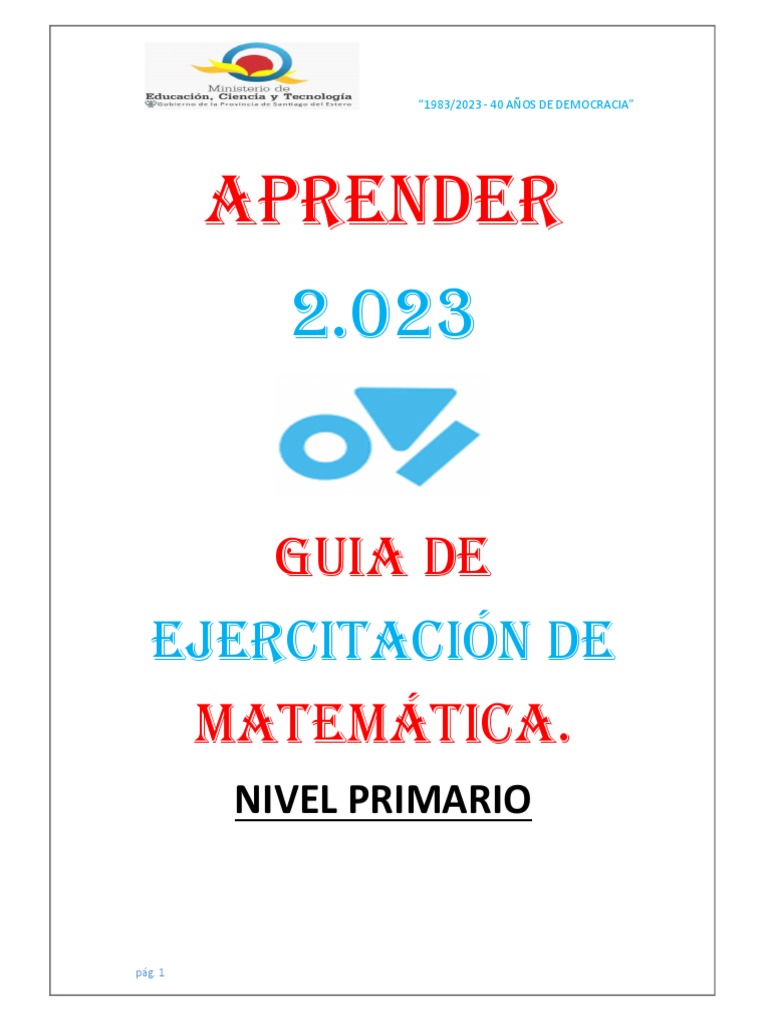 Cartilla de Ejercitacion de Matematica Aprender 2023 | PDF