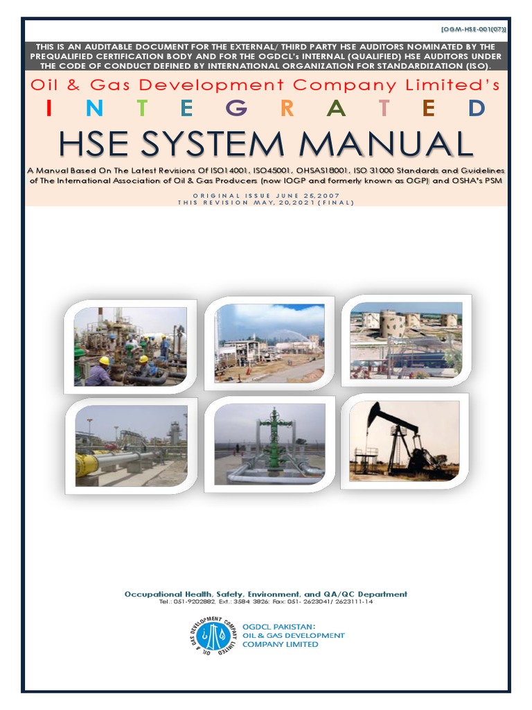 OGDCL Integrated HSE System Manual | PDF | Audit | Chemistry