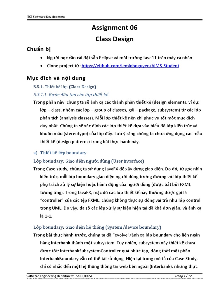 Bai Tap 06 - AIMS Class Design | PDF