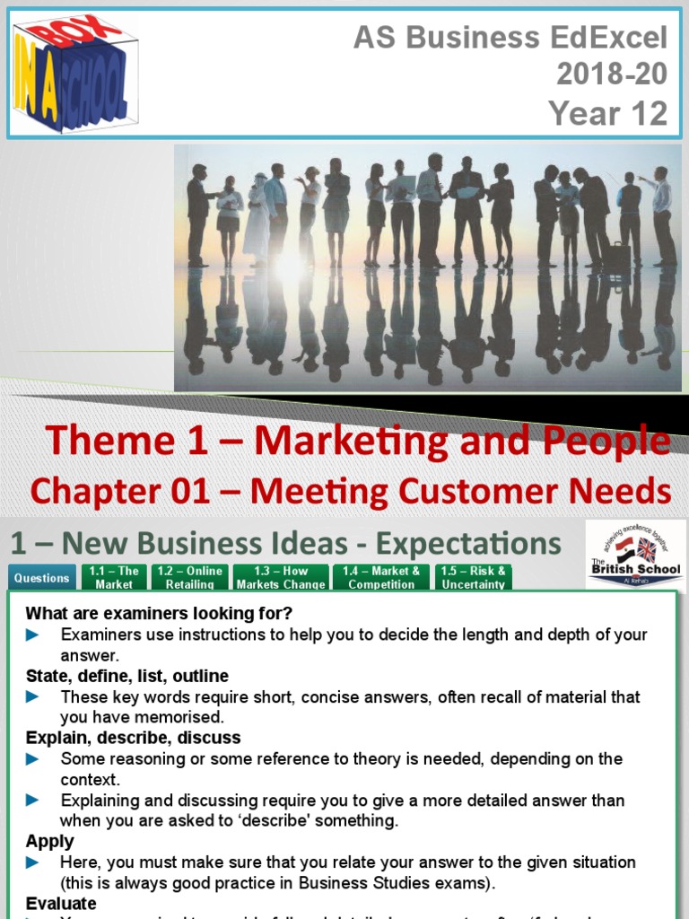 Theme 1 - Chapter 01 - Meeting Customer Needs | PDF | Retail | Market ...
