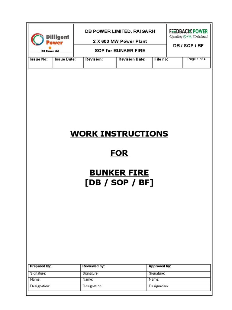 SOP For Bunker Fire | PDF