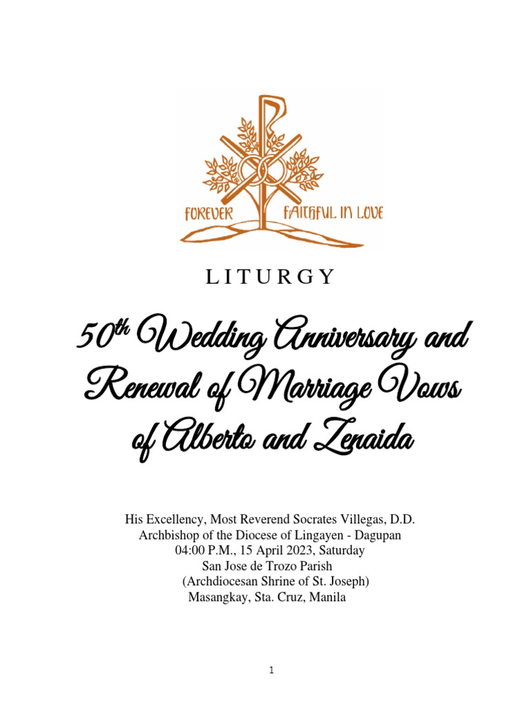 Liturgy Golden Wedding Anniversary | PDF | Eucharist | Mass (Liturgy)