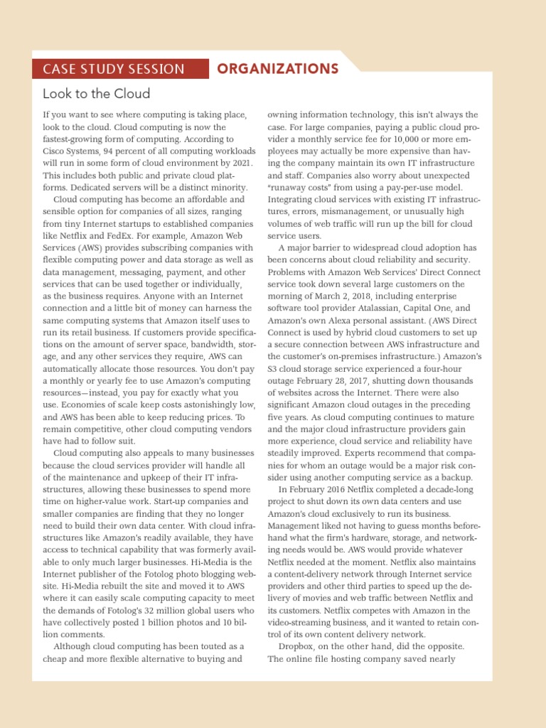 Case Study - Look To The Cloud | PDF | Cloud Computing | Amazon Web ...