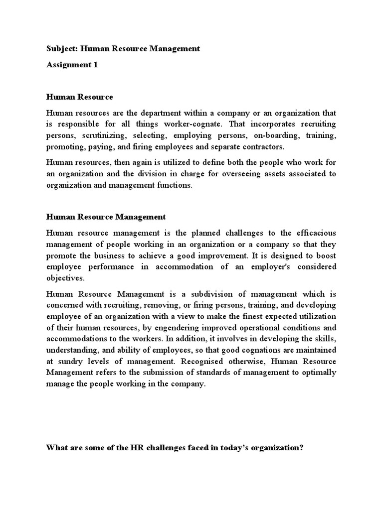 HRM Assignment 1 | PDF