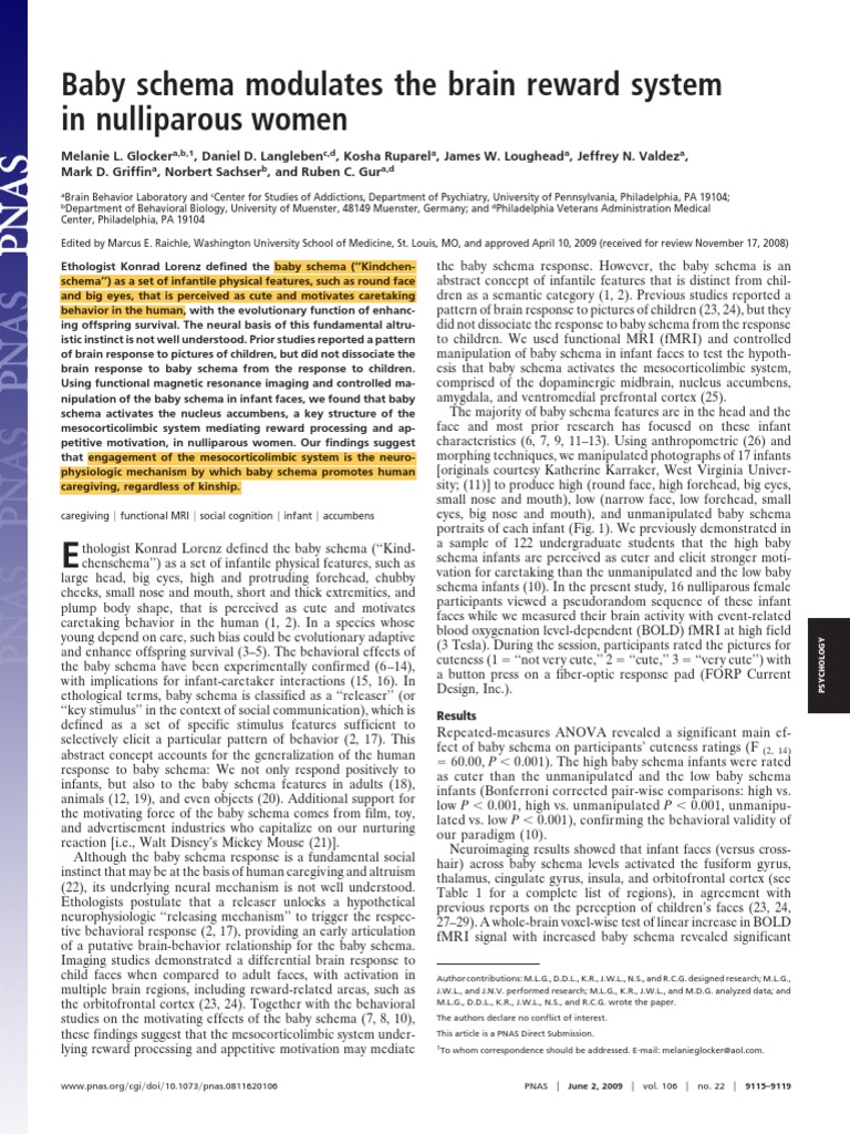 Baby Schema and Brain Reward Response | PDF | Cingulate Cortex | Reward ...