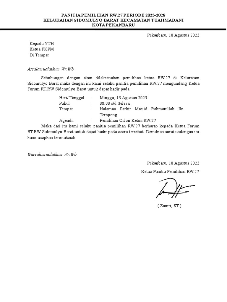 Surat Undangan FKPM | PDF