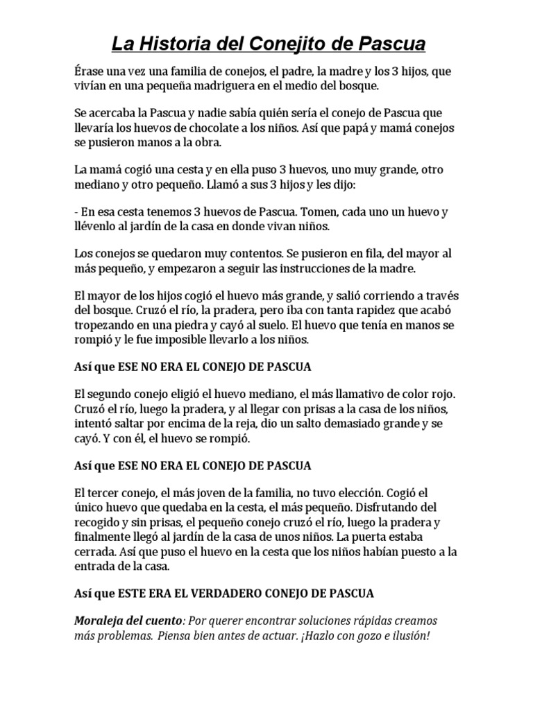 La Historia Del Conejito de Pascua | PDF