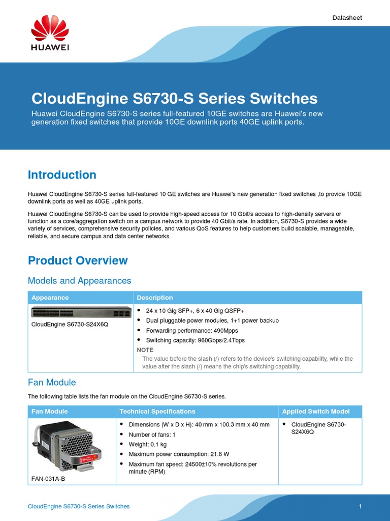 Huawei s6730 S Datasheet | PDF | Computer Network | Network Switch