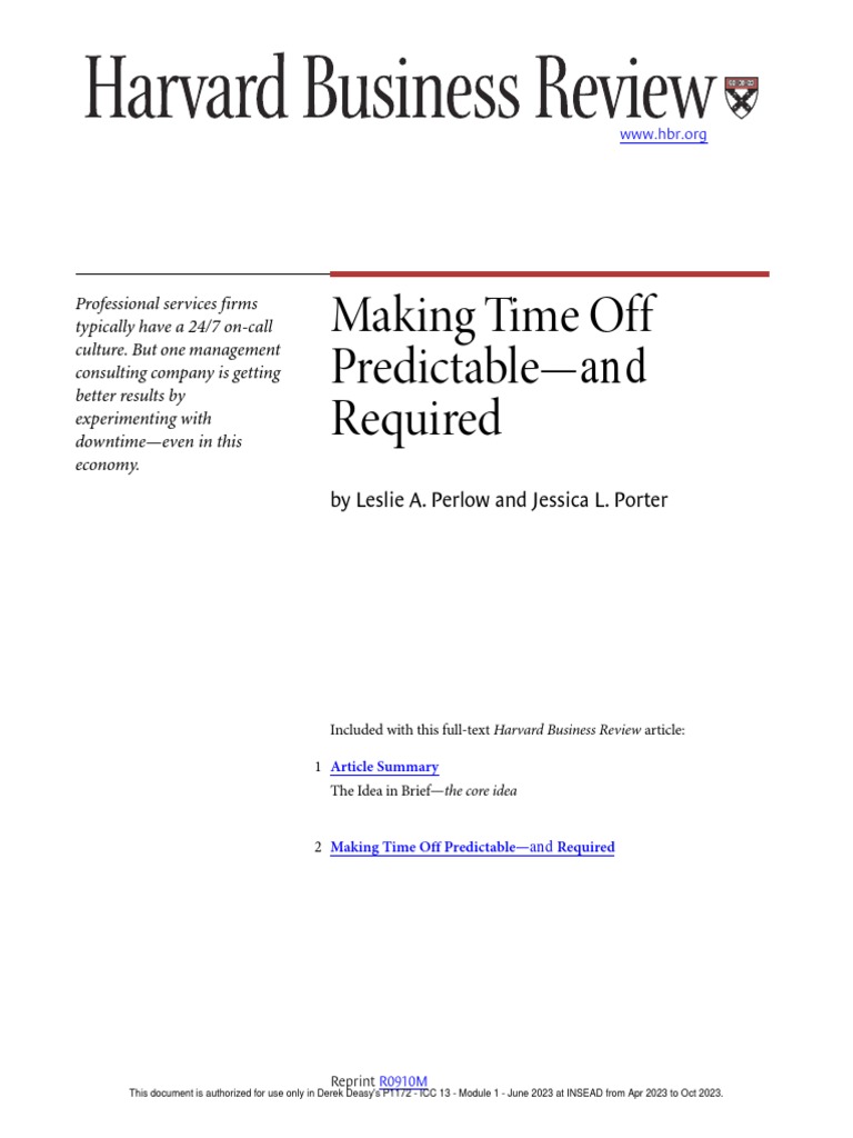Required 16 - Making Time Off Predictable | PDF