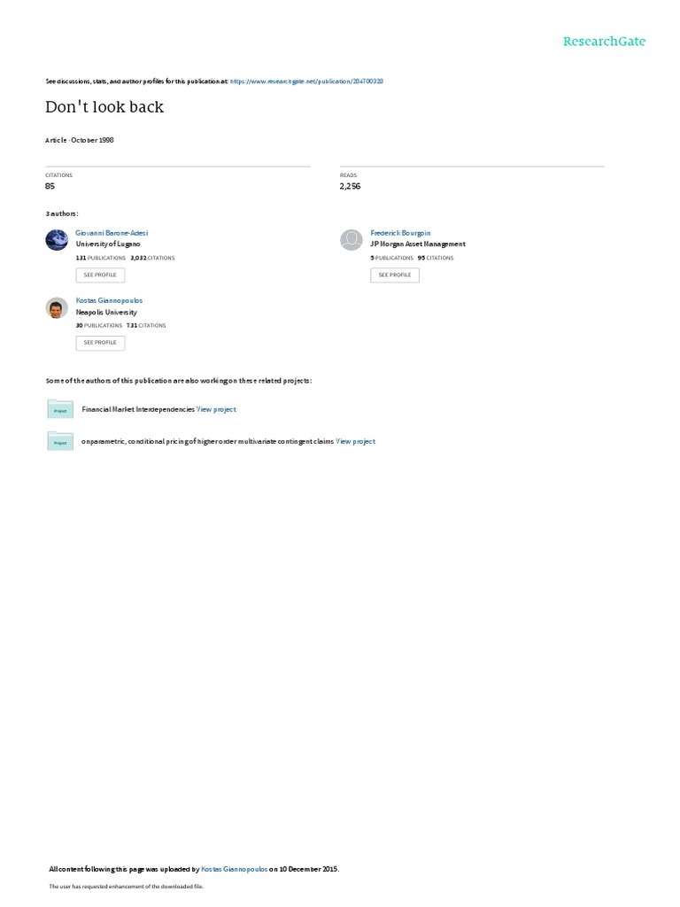 Do Not Look Back Risk 1998 Final | PDF | Market (Economics) | Economies