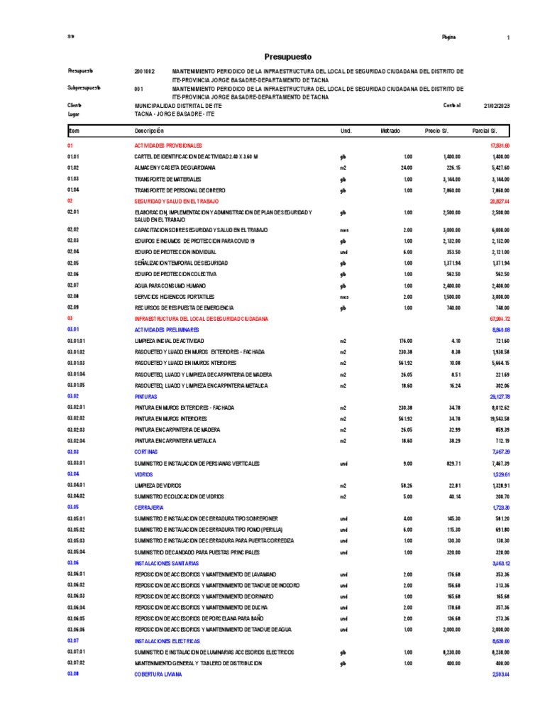 Presupuesto | PDF | edificio | Ingeniería de Edificación